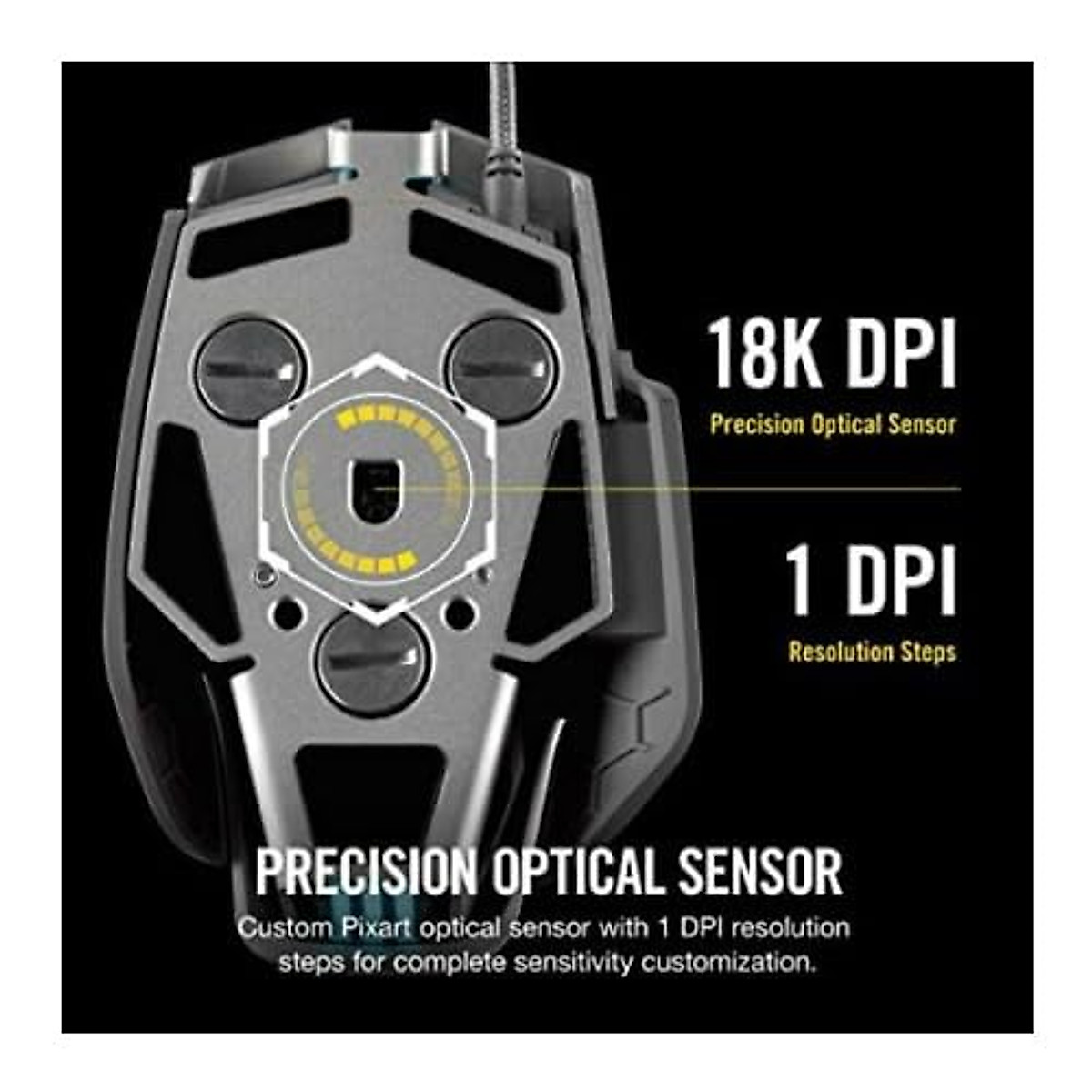 Corsair M65 RGB Elite - FPS Gaming Mouse - 18,000 DPI Optical Sensor - Adjustable DPI Sniper Button - Tunable Weights - White