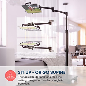 LEVO G2 Deluxe iPad Rolling Floor Stand Cart Kiosk for Residential and Commercial use iPads, iPad Mini, iPad Pro, Galaxy, Nexus, Surface Pro, Fire, and Other Tablets and eReaders Gunmetal Color