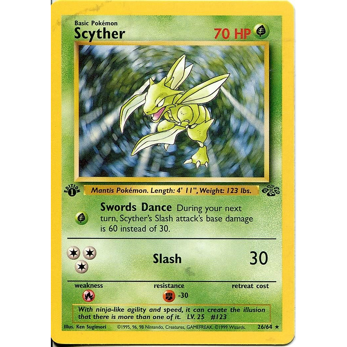 Wizards of the Coast Pokemon Jungle 1st Edition Rare Card #26/64 Scyther