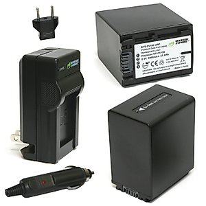Wasabi Power Battery (2-Pack) and Charger for Sony NP-FV100 and Sony DCR-SR15, SR21, SR68, SR88, SX15, SX21, SX44, SX45, SX63, SX65, SX83, SX85, FDR-AX100, HDR-CX105, CX110, CX115, CX130, CX150, CX155, CX160, CX190, CX200, CX210, CX220, CX230, CX260V, CX2