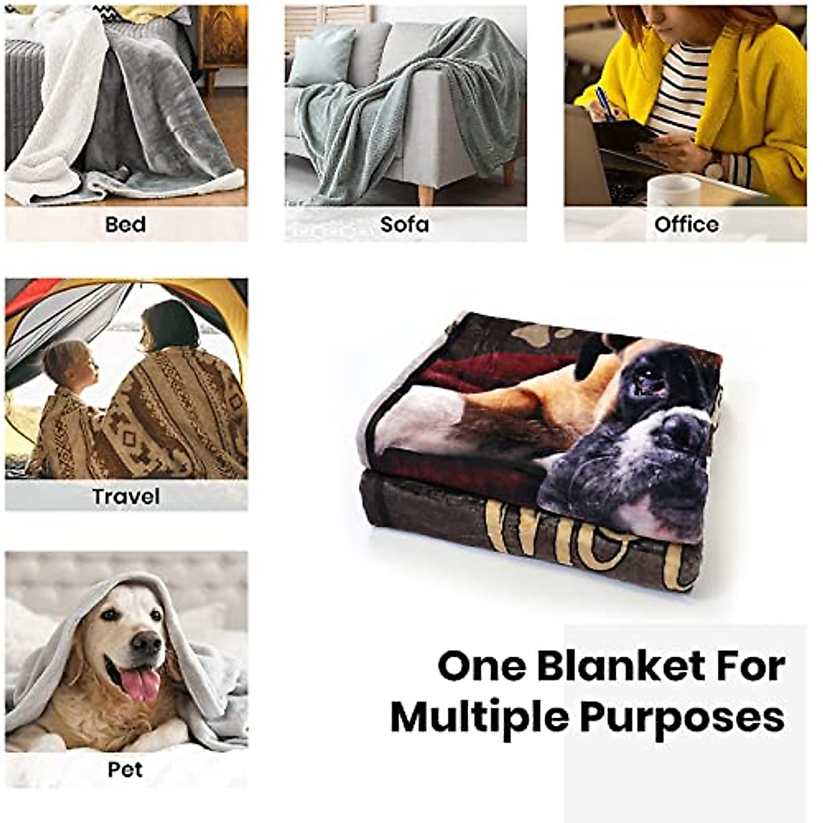 Tupmnbry Boxer Dog Blanket Cute Puppy Throw Blanket Super Soft Flannel Throw Blanket Lightweight Fluffy Plush Fuzzy Bed Blanket for Cute Pet 50"X60"