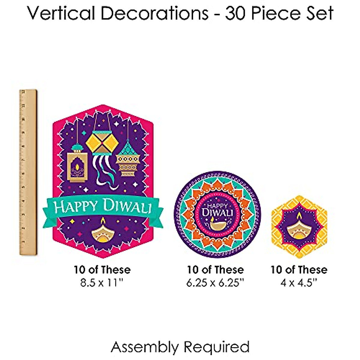 Big Dot of Happiness Happy Diwali - Festival of Lights Party DIY Dangler Backdrop - Hanging Vertical Decorations - 30 Pieces
