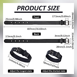 FINGERINSPIRE 4 Pcs Traditional Kilt Extender Straps Leather Cuff Belt Buckles 0.9x16 inch Black PU Leather Adjustable Belt with Metal Square Buckle Women's Belt for Coat Jacket Dress Bags DIY Craft