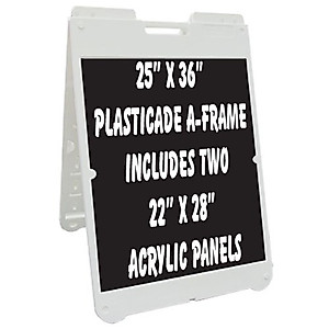 NEOPlex 25" x 36" Poly-Plastic Sidewalk Sandwich Board A-Frame Sign w/Black Acrylic Plexiglas Panels