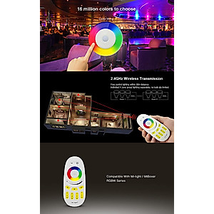 LGIDTECH FUT096 Mi.Light RGBW 4-Zone 2.4GHz RF Remote Full Touch LED Controller(Battery Excluded),Used for Miboxer RGB RGBW LED Strip Lights Controller Receiver Box FUT037 FUT038(Excluded)