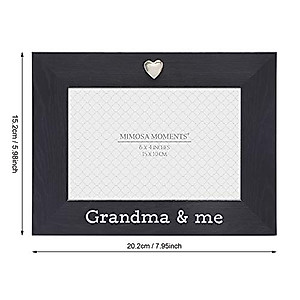 MIMOSA MOMENTS Silver Heart Black Grandma and me Picture Frame for 4x6 photo