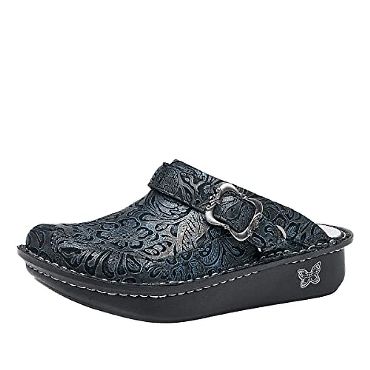 Alegria Women's Seville Navy Swish Leather Clog 9.5-10 M US