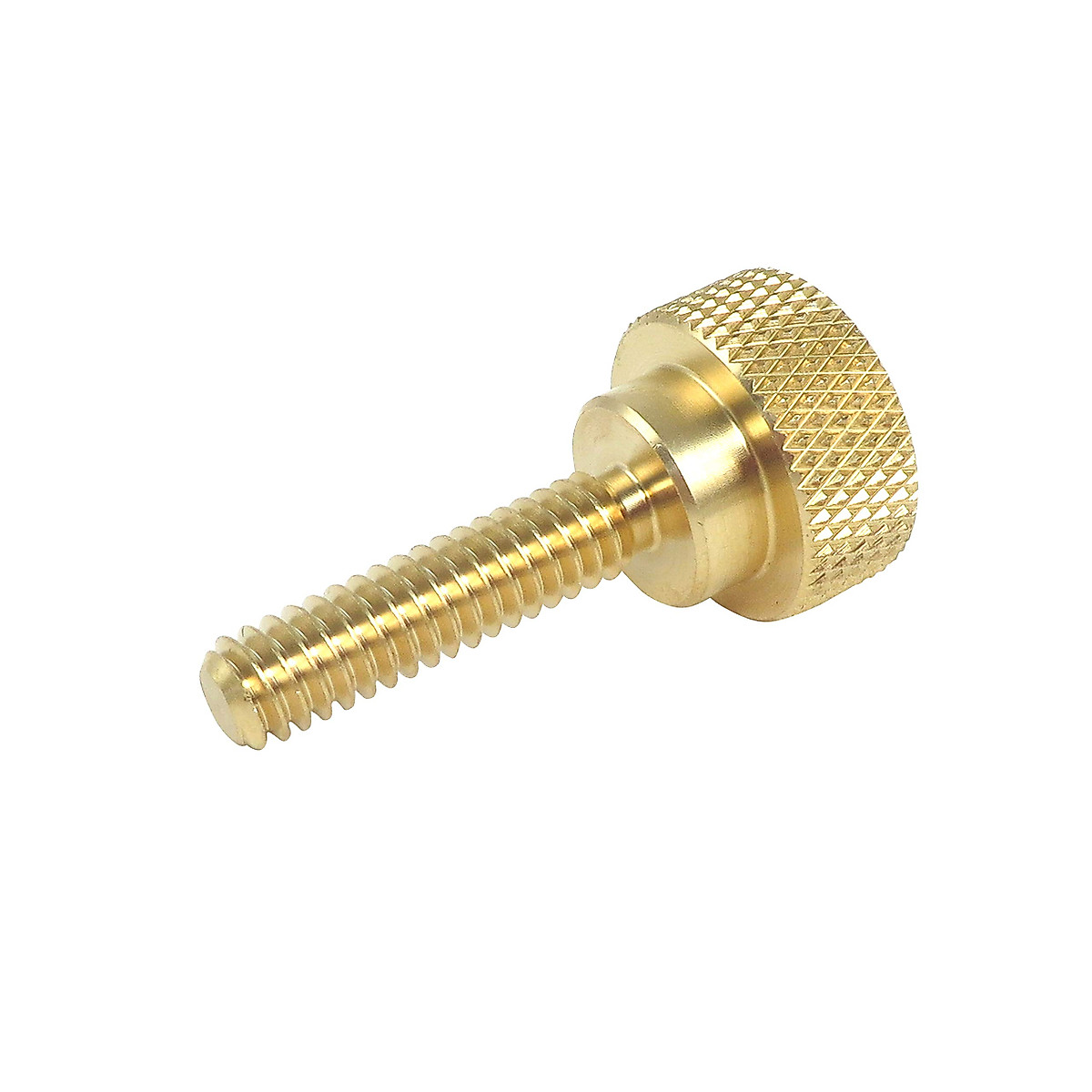 10 Pack 1/4-20 x 1 Inch Threads Solid Brass Diamond Knurled Thumb Screws Knobs with Straight Shoulders Right-Hand Threads SAE Flat Tip Uncoated (1/4-20 x 1 inch Long Threads)