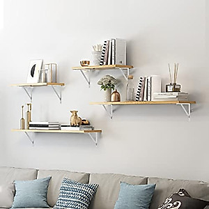 HOME MASTER HARDWARE Heavy Duty Shelf Brackets 12 x 8 inch Metal Shelves L Supports 90 Degree Triangle Wall Mount Angle Bracket for Floating Shelving with Screws, White 10-Pack