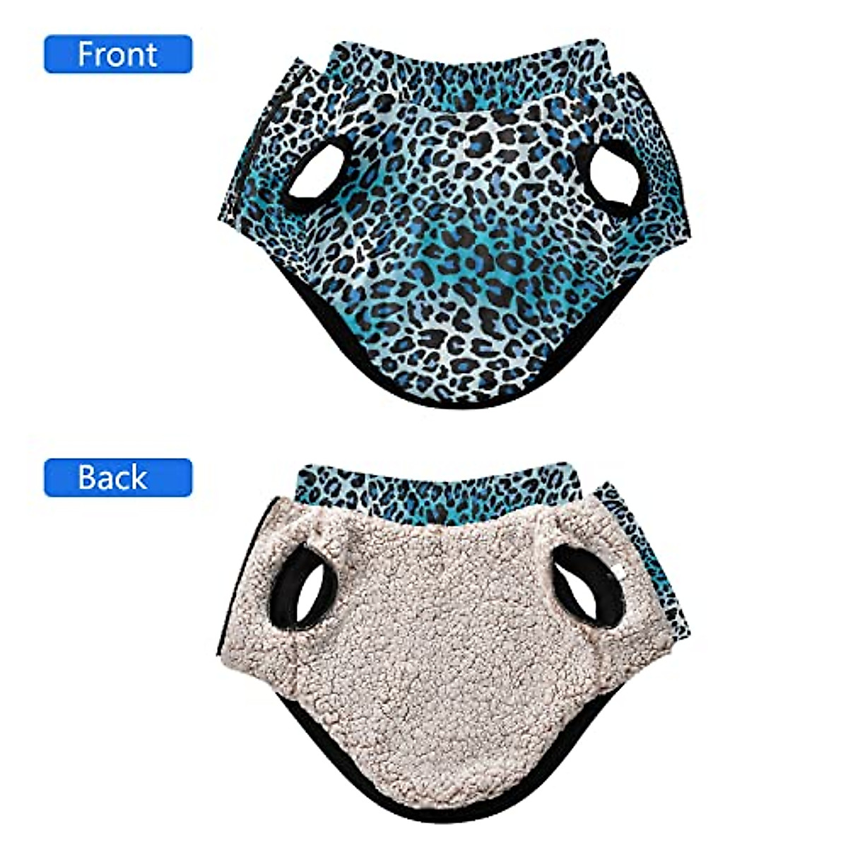 Kigai Blue Leopard Dog Coat Fleece Warm Windproof Pet Clothes for Snow Cold Weather, Soft Cozy Breathable Dog Winter Jacket for Small Medium Large Dogs with Leash Hole Pet Coat(XXS - XL)