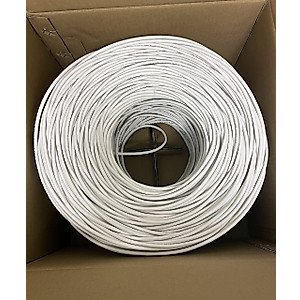 Efficient Cables Cat5e Plenum CMP 1000FT Bulk LAN Network Cable 350MHz, White Solid 24AWG