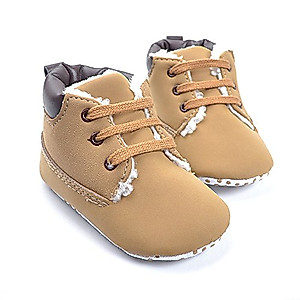 Baby Boy's Girls Warm Snow Short Boots First Walkers Shoes 0-18 Months(Brown,0-6months)