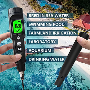Dissolved Oxygen Meter,Portable Oxygen Meter Range:0-40mg/L,Dissolved Oxygen Test Kit with Electrode Filling Fluid,Aquarium Water Test Kit