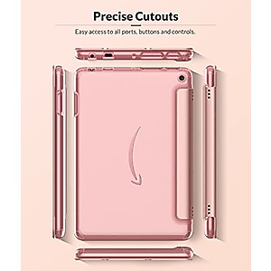 MoKo Case Fits All-New Kindle Fire HD 8 & 8 Plus Tablet (12th Generation-2024/2022 Release) 8", Soft TPU Frosted Colored Back Cover Multi-Angle Slim Smart Shell, Auto Wake/Sleep,Rose Gold