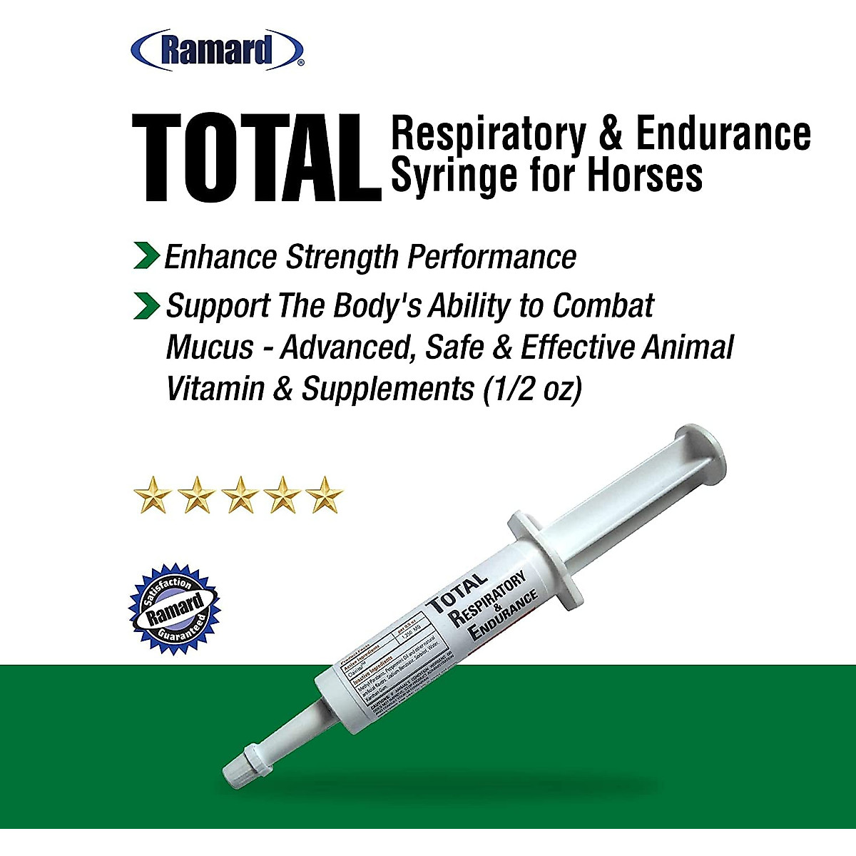 Ramard Total Respiratory & Endurance (1/2oz Syringe) & Total Blood Fluids Muscle Replenishment Horse Powder Supplement (2.3lb) Bundle - w/Clairisol, Methyl Parabens, Electrolytes & Sodium Benzoate