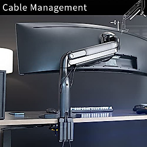 VIVO Aluminum Ultrawide Monitor Stand, Classic, Fits up to 49 inch Computer Screens, Single Articulating Pneumatic Arm, C-Clamp and Grommet Desk Mount, Max VESA 200x100, Black, STAND-V100H