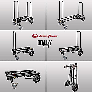AxcessAbles Heavy Duty Folding Equipment Dolly Cart with Wheels | 700lb Capacity | DJ Equipment Cart | Moving Hand Truck Dolly | Telescoping Frame to 4.6ft.| Production Multicart | Fully Assembled