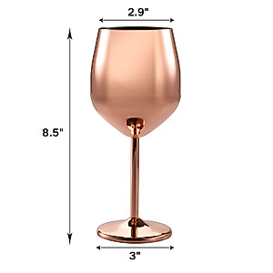 DEAYOU 2 Pack Stainless Steel Wine Glass, 17 Oz Rose Gold Steel Wine Goblet for Champagne, Indoor Outdoor, Party