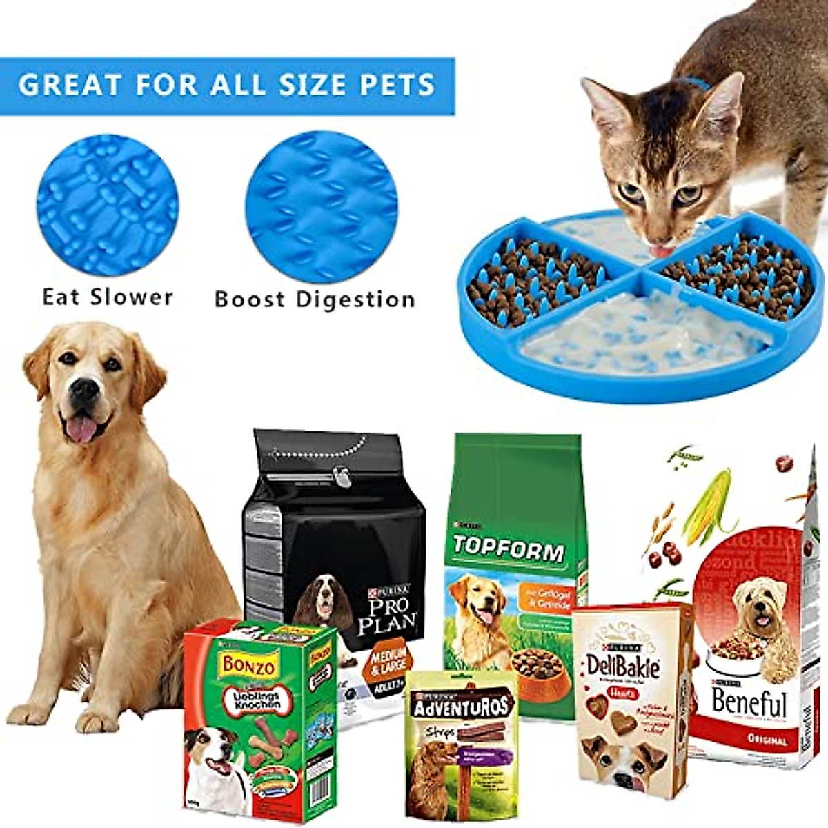Dog Lick Treat mat Dog Slow Feeder Dog Licking Mat Pet Calming Mat Anxiety Relief Dog Cat Training Lick Wet Food Mat Perfect for Food Mat for Dogs