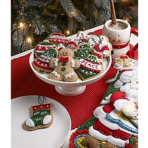 Bucilla Felt Applique 12 Piece Ornament Making Kit, Gingerbread Santa, Perfect for DIY Arts and Crafts, 89301E