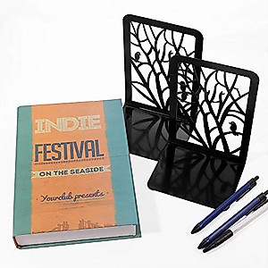 Book Ends, Bookends, Book Ends for Shelves, 3Pair Non Skid Metal Bookend for Heavy Books, Book Divider Decorative Holder, Abstract Art Design Book Stopper Supports for Office, Home