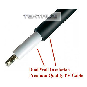 Tektrum UV-Resistant 25ft Long Double Layer PV Extension Cable with M/F Solar Connectors for Outdoor Solar Panel (Set of 2)