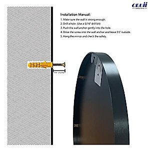 oruii Round Mirror, Black Round Mirror 24 inch, Round Wall Mirror, Round Bathroom Mirror, Circle Mirrors for Wall, Living Room, Bedroom, Vanity, Entryway, Hallway.