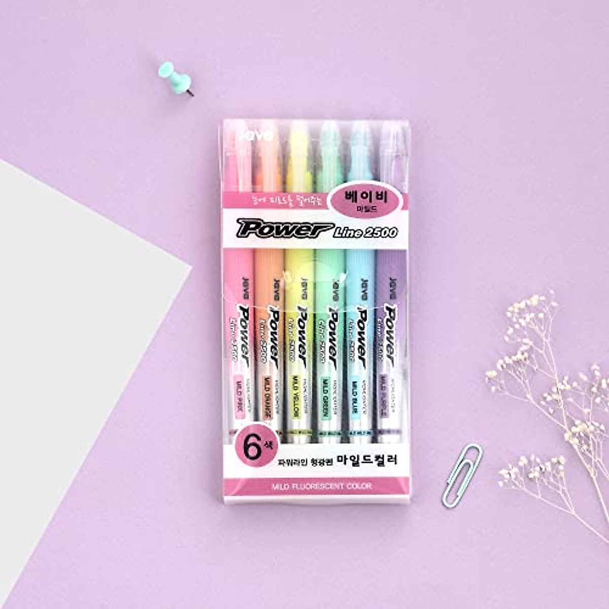 JAVAPEN rainbow pastel Highlighter brush Chisel Tip Pens (Baby colors 6 pens set)