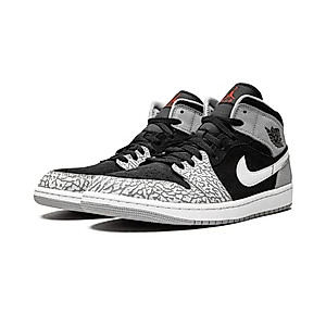 Jordan Mens Jordan 1 Mid SE DM1200 016 Elephant Print - Size 9 Black/University Red-White