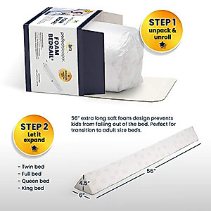 Serta Perfect Sleeper Extra Long Foam Bedrail - Guardrail for Toddlers & Kids with Water-Resistant, Non-Slip & Machine Washable Cover - 1pk, White