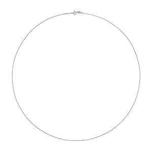 Amazon Collection Sterling Silver Thin 0.8mm Box Chain Necklace 24", Silver