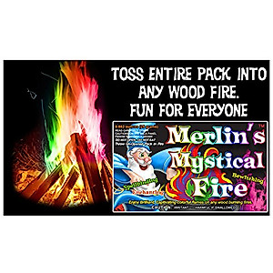 Mystical Fire Merlin’s Fire Colorant Vibrant Long-Lasting Pulsating Flame Color Changer for Indoor or Outdoor Use 0.882 oz Packets 25 Count Box