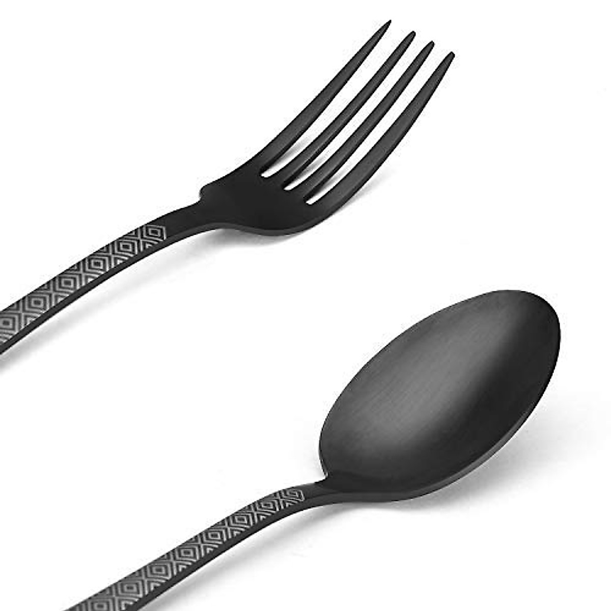 Matte Black Silverware Set,SHARECOOK Satin Finish 40-Piece Stainless Steel Flatware Set,Kitchen Utensil Set Service for 8,Tableware Cutlery Set for Home and Restaurant, Dishwasher Safe