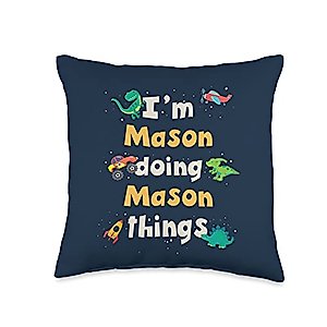 Personalized Mason First Name Apparel & Gifts Cool Mason Personalized First Name Boys Throw Pillow, 16x16, Multicolor