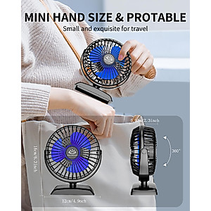 USB Desk Fan, Mini Fan but Powerful, Portable USB Fan with 3 Speeds, Quiet Table Personal Fan, 360°Rotate Coolness, Small Table Fan for Home,Office, Bedroom, Desktop,Travel, USB Powered, Black