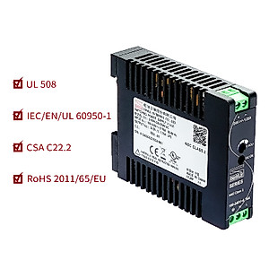 Dinkle Din Rail Power Supply 240W 24Vdc,10A, 1 Single-Phase, 0165N-24V240W1ACQ