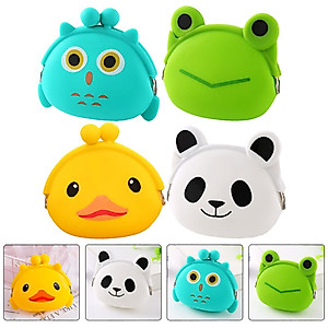 Mini Cute Silicone Coin Bag: Kids Cartoon Animal Change Pouch Small Silicone Purse for Children Toddlers Coin Change Earphone Container 4pcs Random Style