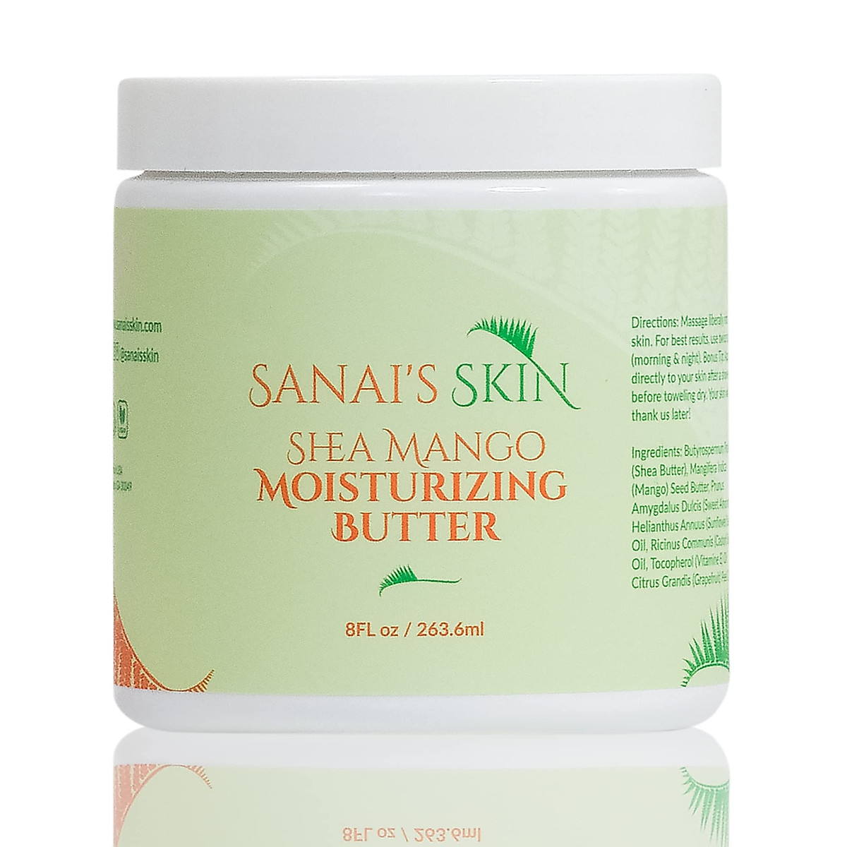 Sanai's Skin Moisturizing Body Butter | Shea Mango Moisturizing Butter | Moisturizing & Nourishing for Normal to Dry Skin | Shea Butter, Mango Butter, Sweet Almond Oil - 8 oz