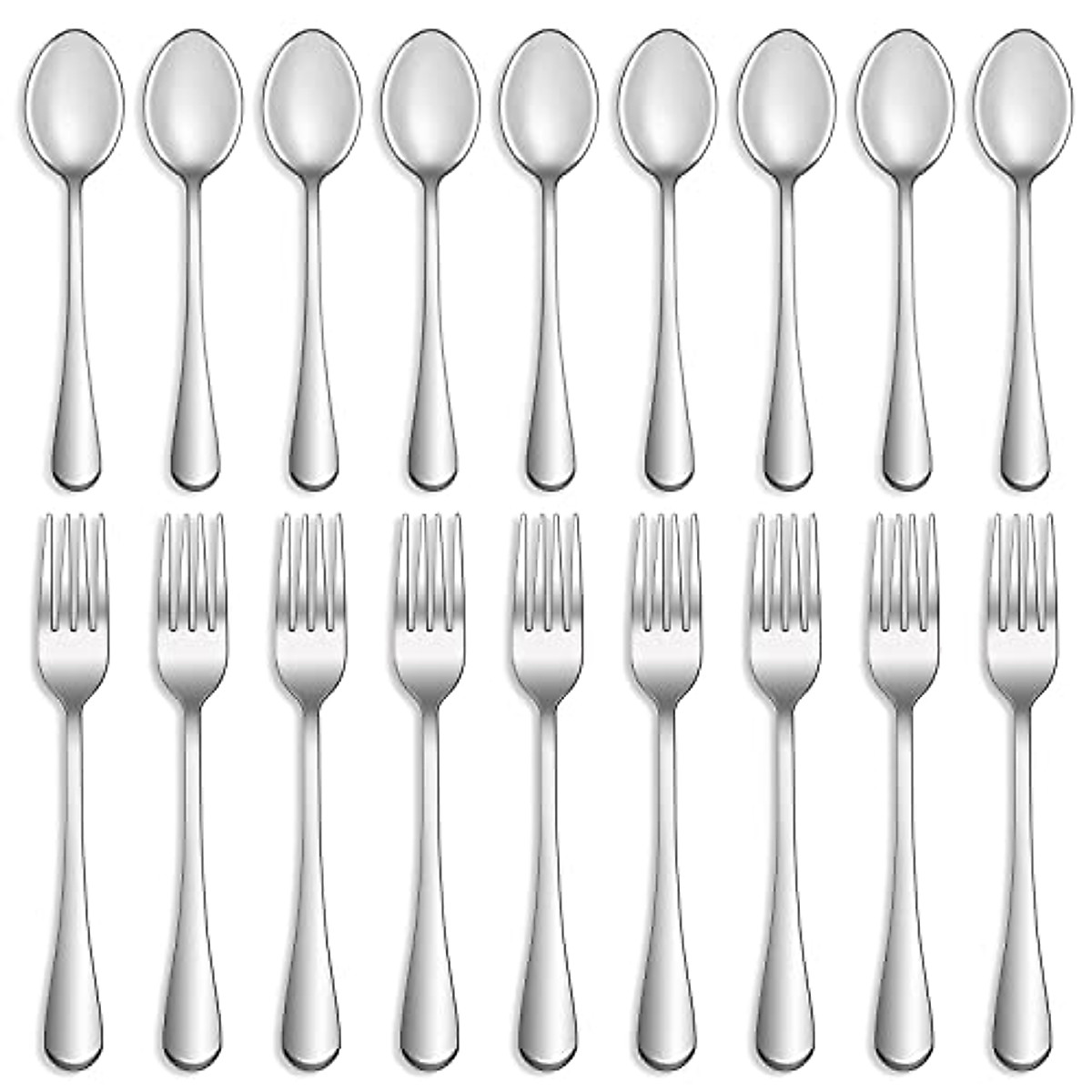 16 Pcs Forks and Spoons Silverware Set,Food Grade Stainless Steel Flatware Cutlery Set for Home,Kitchen and Restaurant,Mirror Polished,Dishwasher Safe - 8 Dinner Fork(8 inch) and 8 Teaspoon(6.5 inch)