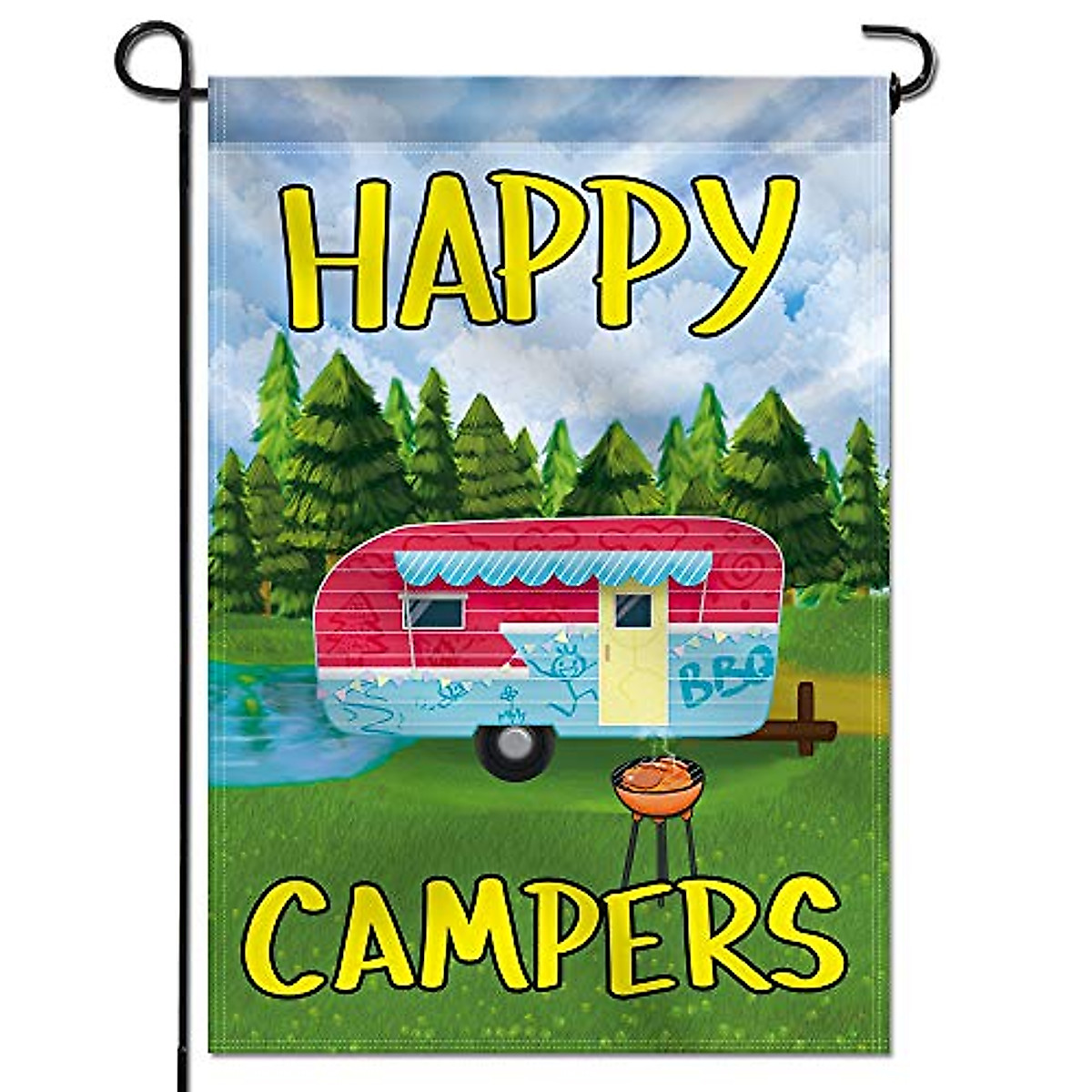 ANLEY Garden Flag Happy Campers - Decorative Summer Vacation Garden Flags - Double Sided & Weather Resistant & Double Stitched - 18 X 12.5 Inches