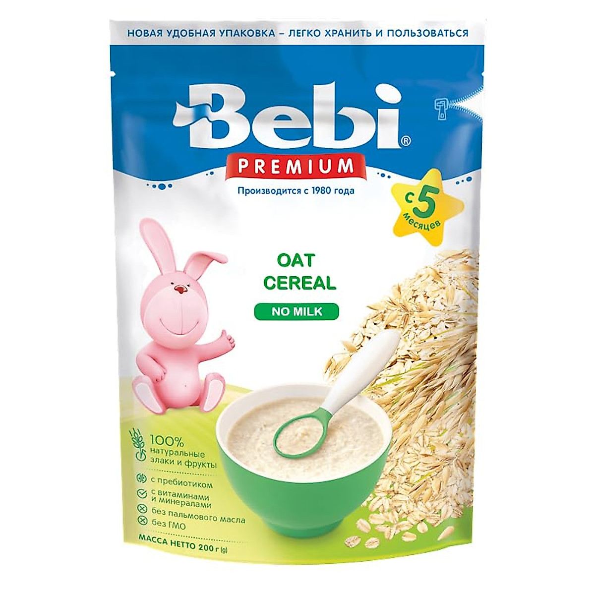 Bebi Premium NO Milk - OAT 200g From 5 Months - Ziplock Packaging NO GMO NO Palm Oil, Baby Kasha Cereal for Babies, Imported From Europe