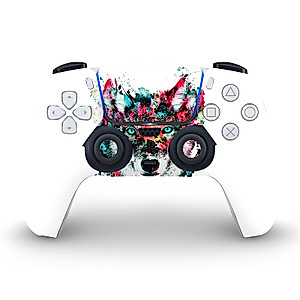 Head Case Designs Officially Licensed Riza Peker Wolf Art Mix Vinyl Faceplate Sticker Gaming Skin Case Cover Compatible with Sony Playstation 5 PS5 Disc Edition Console & DualSense Controller