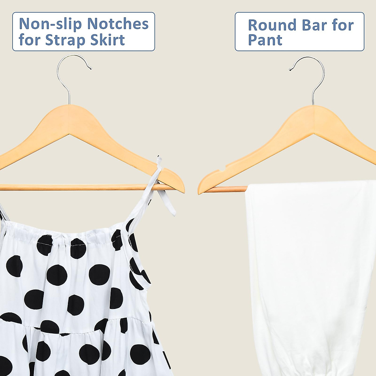 FairyHaus Kids Hangers 20 Pack 12.8 Inch, Natural Wooden Baby Hangers for Closet, Anti-Rust 360° Swivel Hook, Notches & Smooth Finish, Durable and Strong Childrens Hangers for Clothes