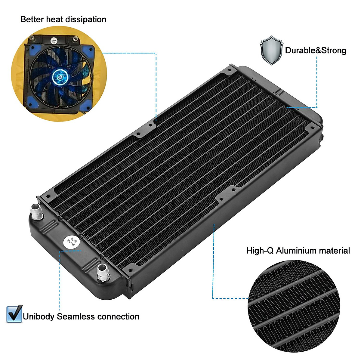 FITNATE 12 Pipe Aluminum Heat Exchanger Radiator for PC CPU CO2 Laser Water Cool System Computer R240, 10.62Inch