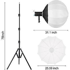 GVM 200W LED Video Light with Lantern Softbox, SD200D Photography Studio Lighting Kit with Bluetooth/DMX Control, 93000lux@0.5m 3200K-5600K Bi-Color Continuous Output Lighting for YouTube
