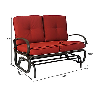 Kozyard Cozy Patio Glider Bench - Outdoor Rocking Loveseat with Sturdy Frame and Cushioned Seats for Patio, Yard - Rocker Swing with Outdoor Seating, Perfect for Porch Outdoo (Burgundy)