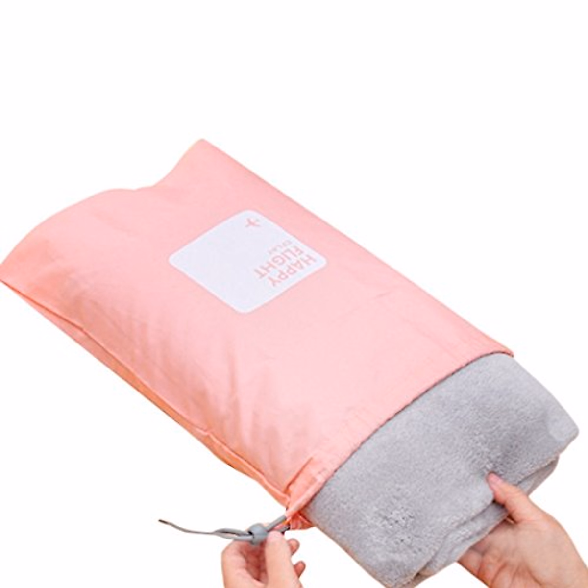 Multipurpose Essential Travel Packing Organiser Waterproof Drawstring Suitcase Clothes Underwear Laundry Shoes Bags Storages Toiletries Cosmetics Cases Holders Storages Bags Pouches 4 Pcs set Pink