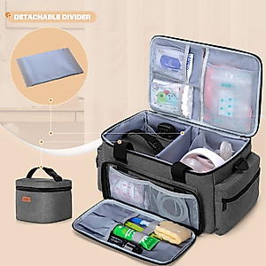 Luxja Breast Pump Bag with Cooler Bag Compatible with Spectra S1 and S2, Pumping Bag for Breast Pump and Extra Parts (Suitable for Home, Work or Travel Use), Gray