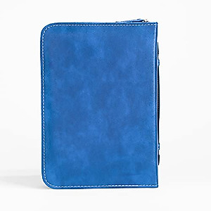 The Lord Has Done Great Things Floral Blue Medium Faux Leather Bible Cover