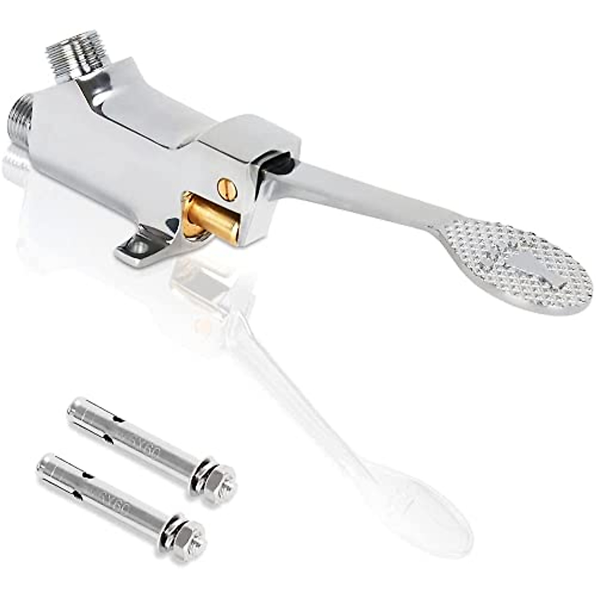 LukLoy Full Set Hands-Free Foot Pedal Faucet, Foot Valve+Outlet+1m Flexible Hose+Screw, Hospital Medical Laboratory Touchless Floor Mount Foot Control Faucet